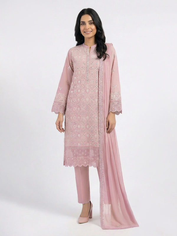 3 Piece Raw Silk Suit- Embroidered (Pret) – Limelightpk