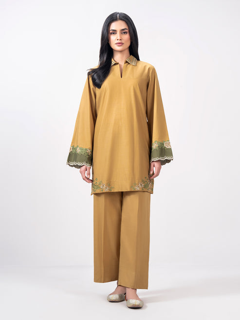 2 Piece Cambric Slub Suit- Embroidered (Pret) – Limelightpk