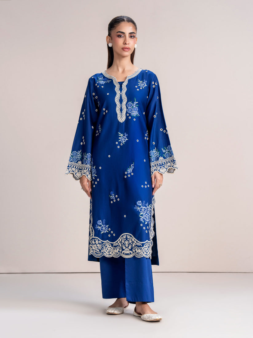 2 Piece Satin Suit- Embroidered (Pret) – Limelightpk
