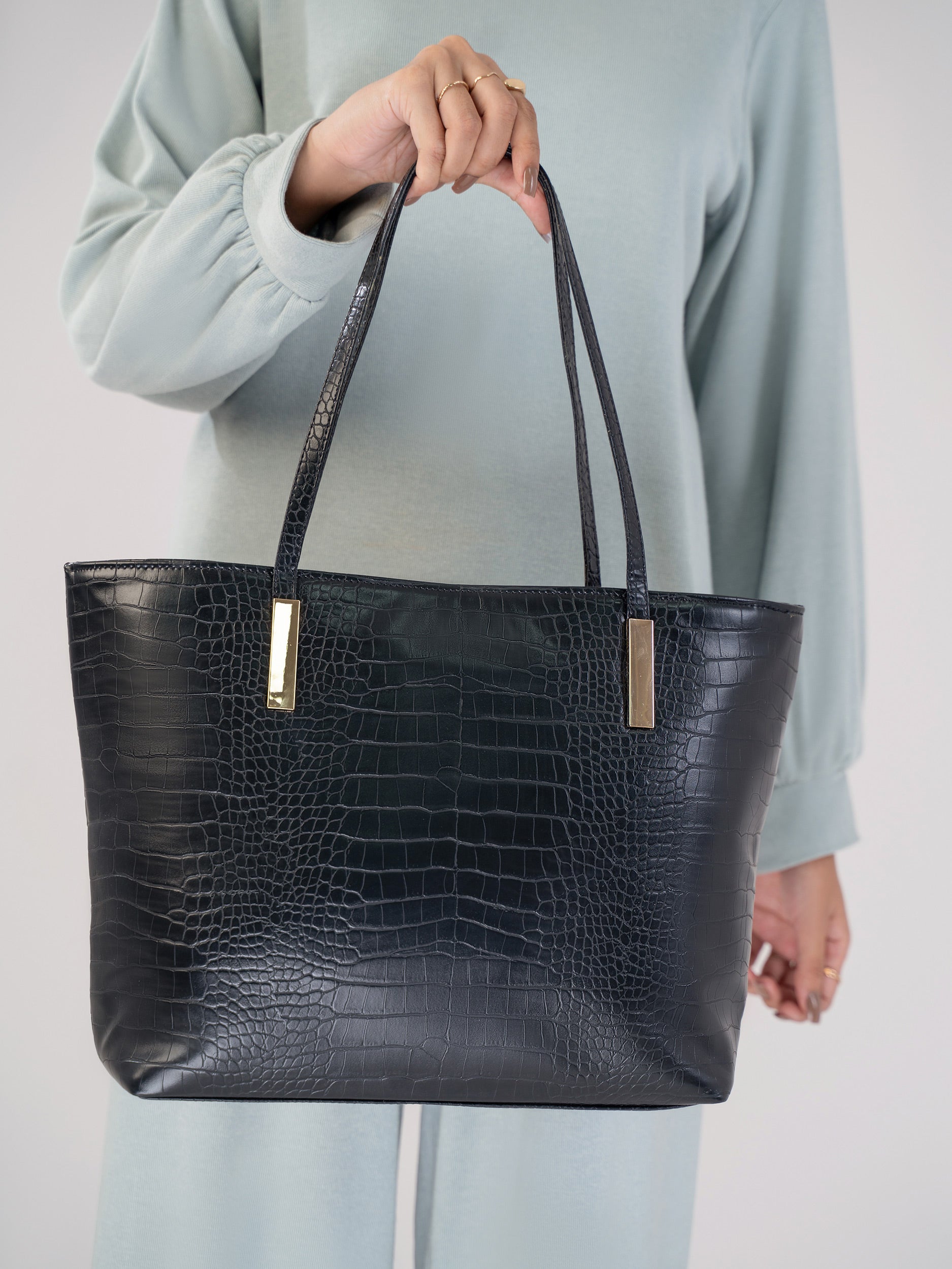 Croc Textured Tote Bag – Limelightpk