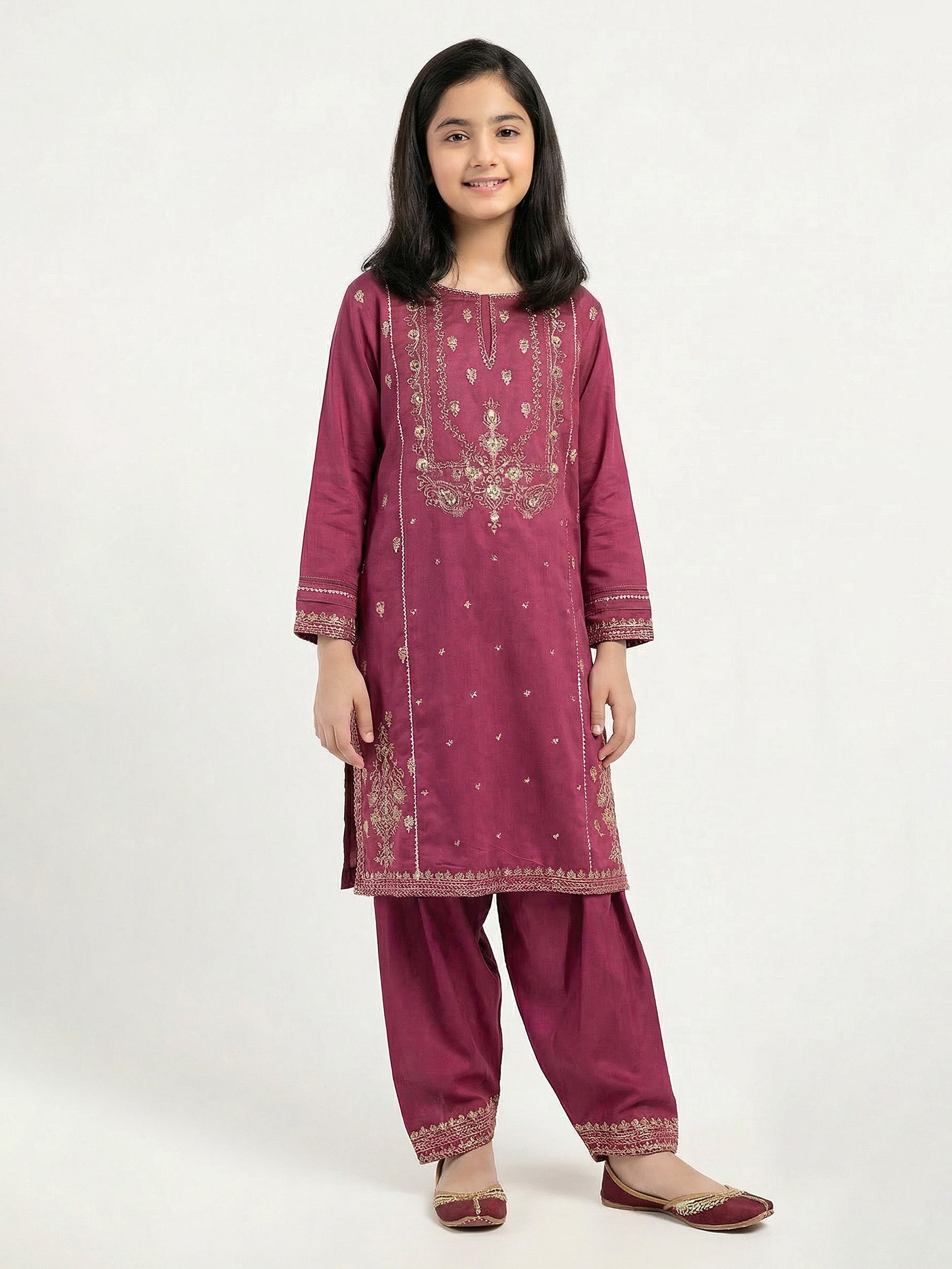 2 Piece Raw Silk Suit- Embroidered (Pret) F3582ST-809-489 – Limelightpk