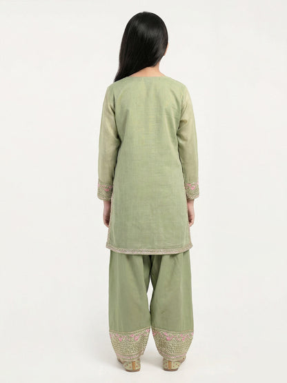 2 Piece Zari Cotton Net Suit- Embroidered (Pret) – Limelightpk