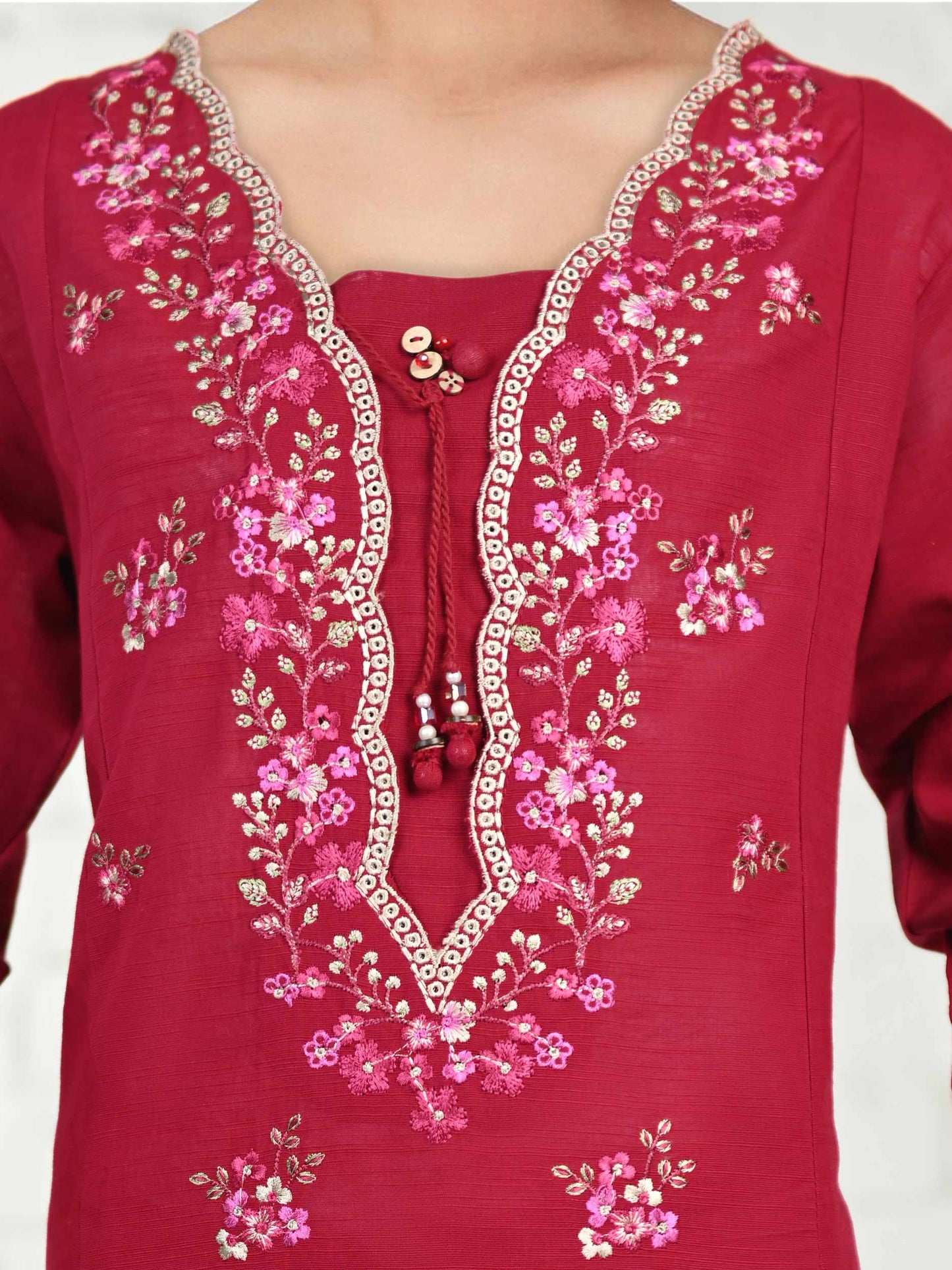 2 Piece Slub Khaddar Suit- Embroidered (Pret) F3743ST-405-565 – Limelightpk