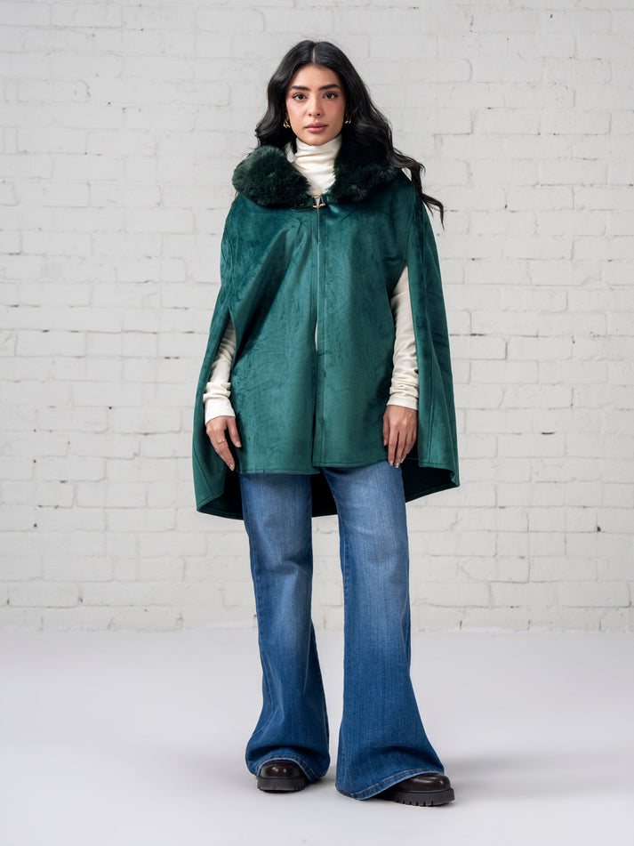 Suede Fur Cape – Limelightpk