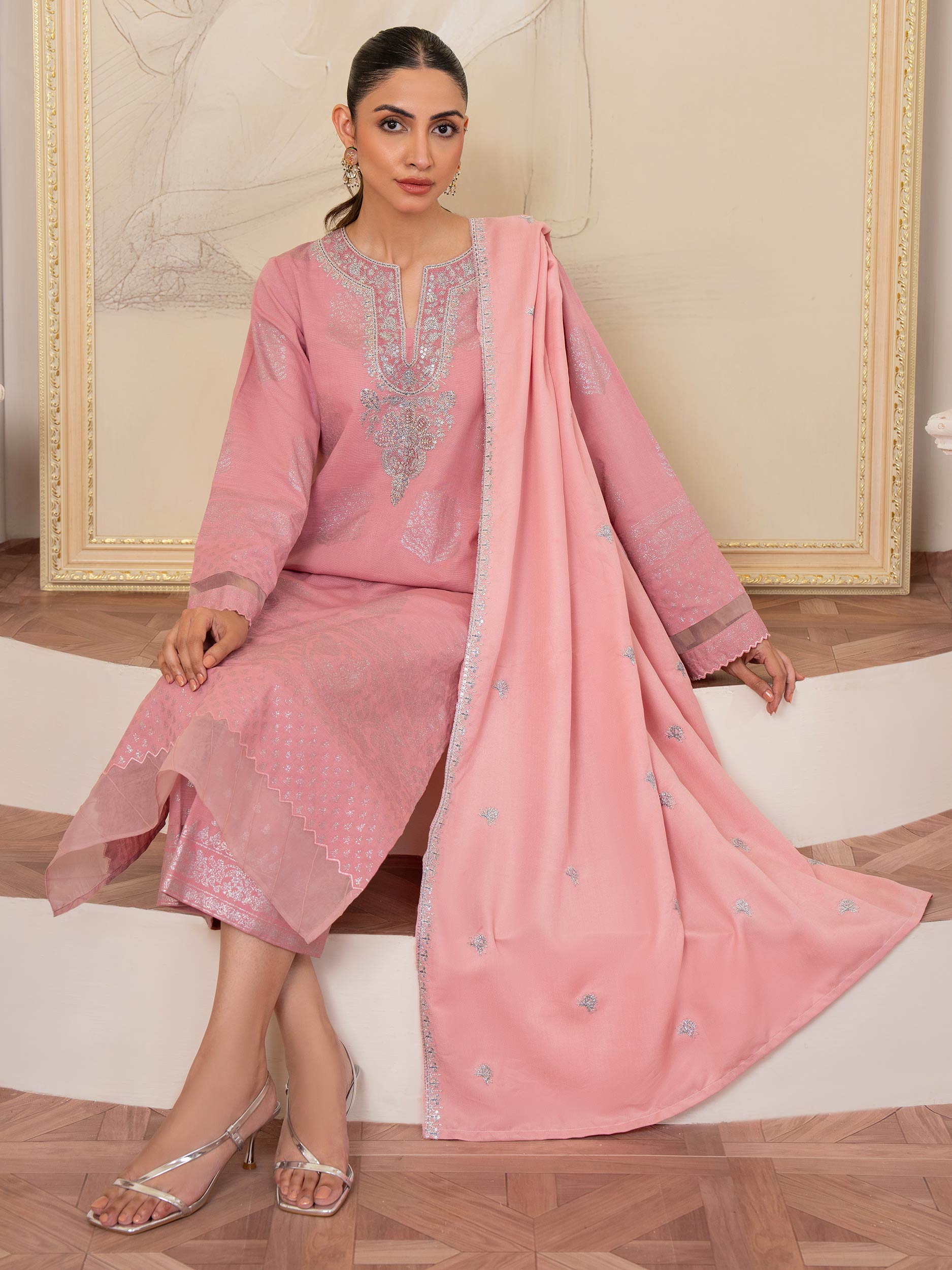 Glam Dresses | Women's Unstitched Embroidered Glam Dresses – Limelightpk