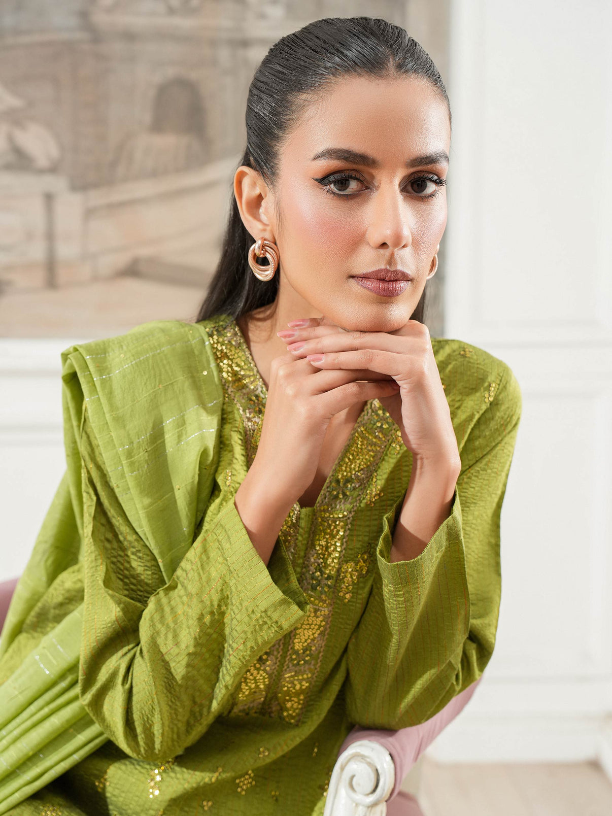 3 Piece Raw Silk Suit-Embroidered (Unstitched) – Limelightpk
