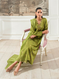3 Piece Raw Silk Suit-Embroidered (Unstitched) – Limelightpk