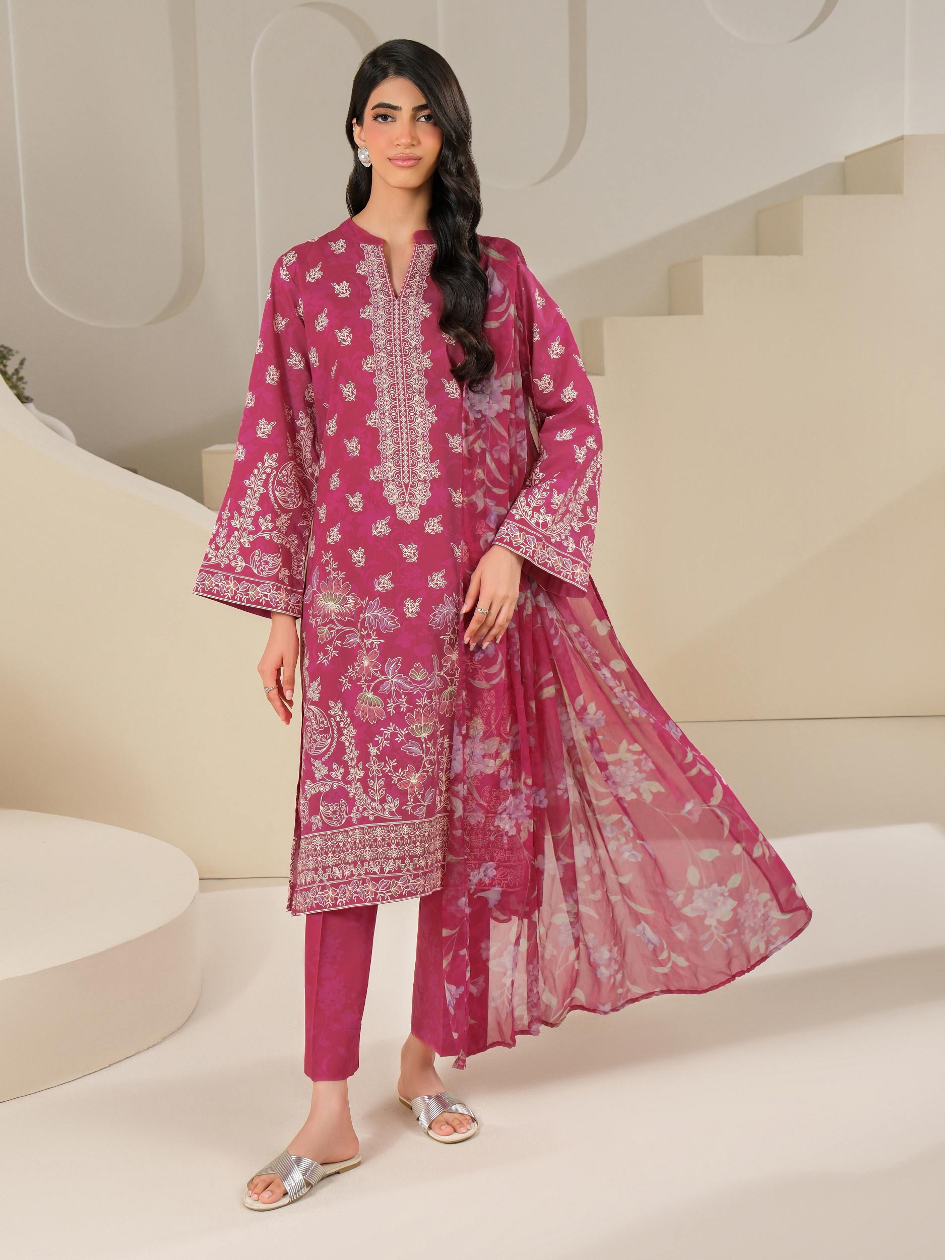 Glam Printed Unstitched 3 Piece Suit | Women's Formal Dresses – Limelightpk