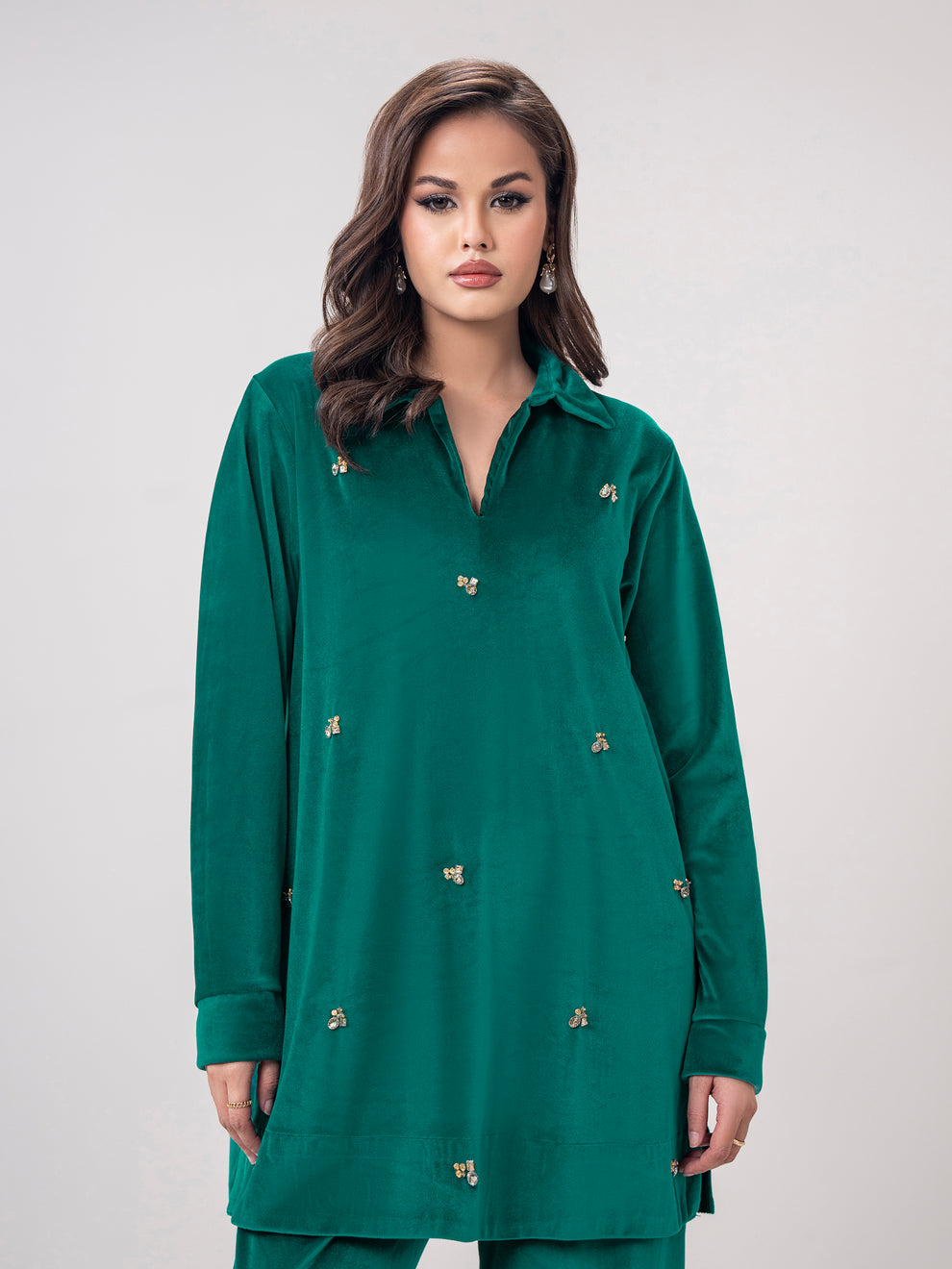 Velour Co-ord Set- Embroidered – Limelightpk