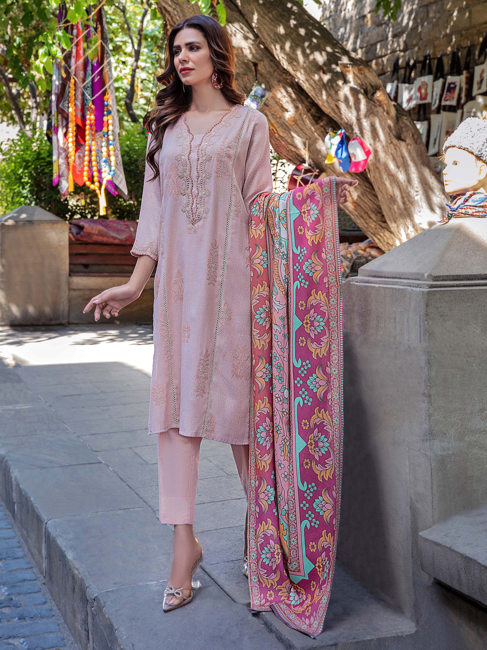 3 Piece Karandi Suit-Embroidered (Unstitched) – Limelightpk