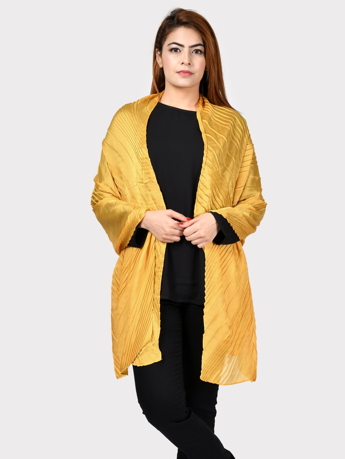 Silk Pleated Scarf – Limelightpk