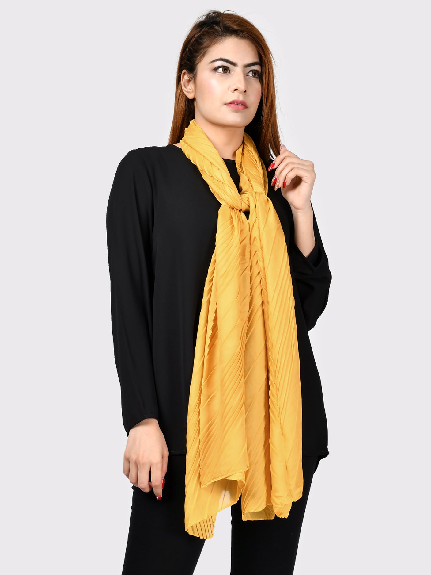 Silk Pleated Scarf – Limelightpk