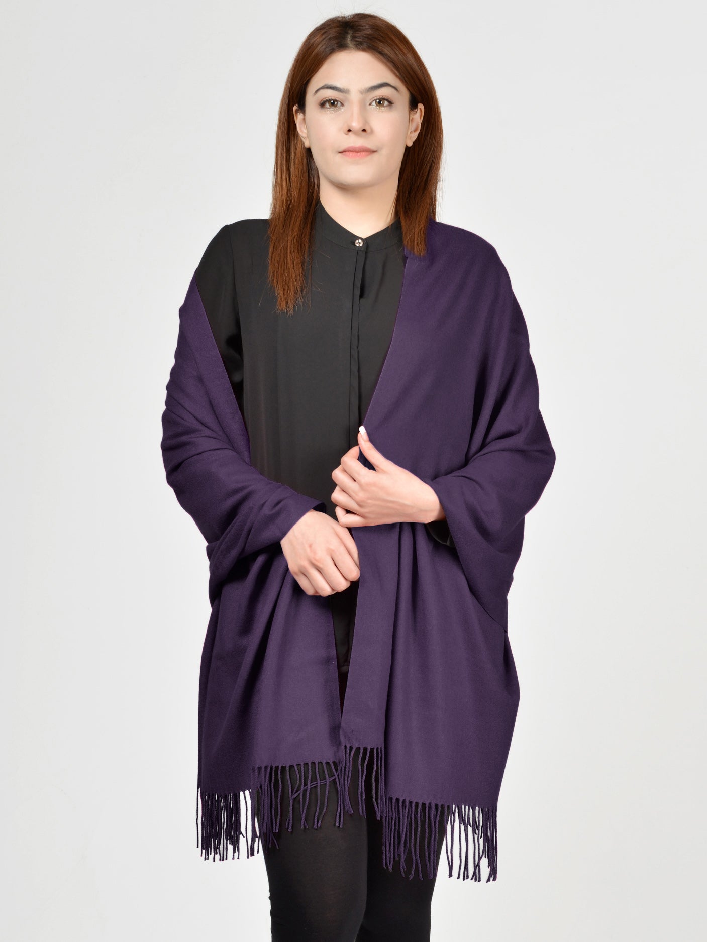 Plain Woolen Shawl - Purple – Limelightpk