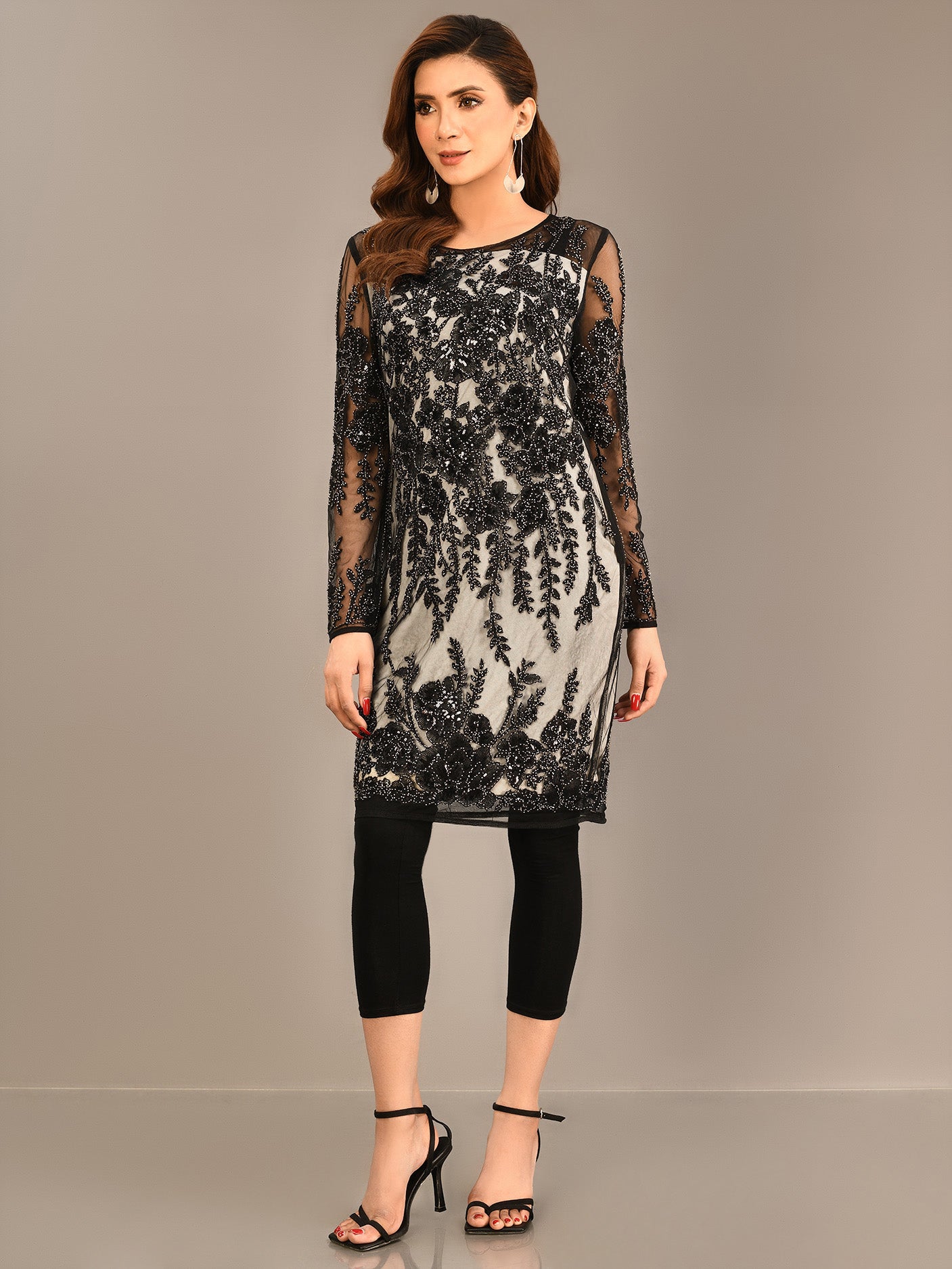 Beaded Net Dress – Limelightpk