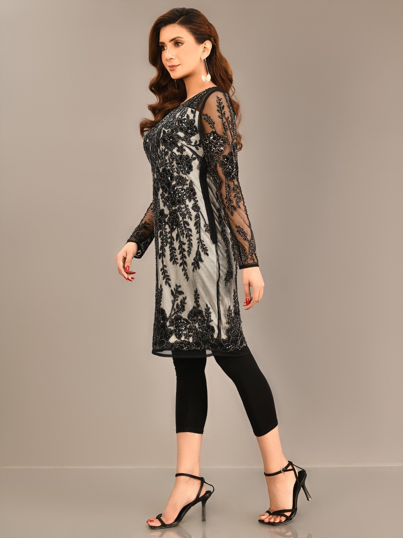 Beaded Net Dress – Limelightpk