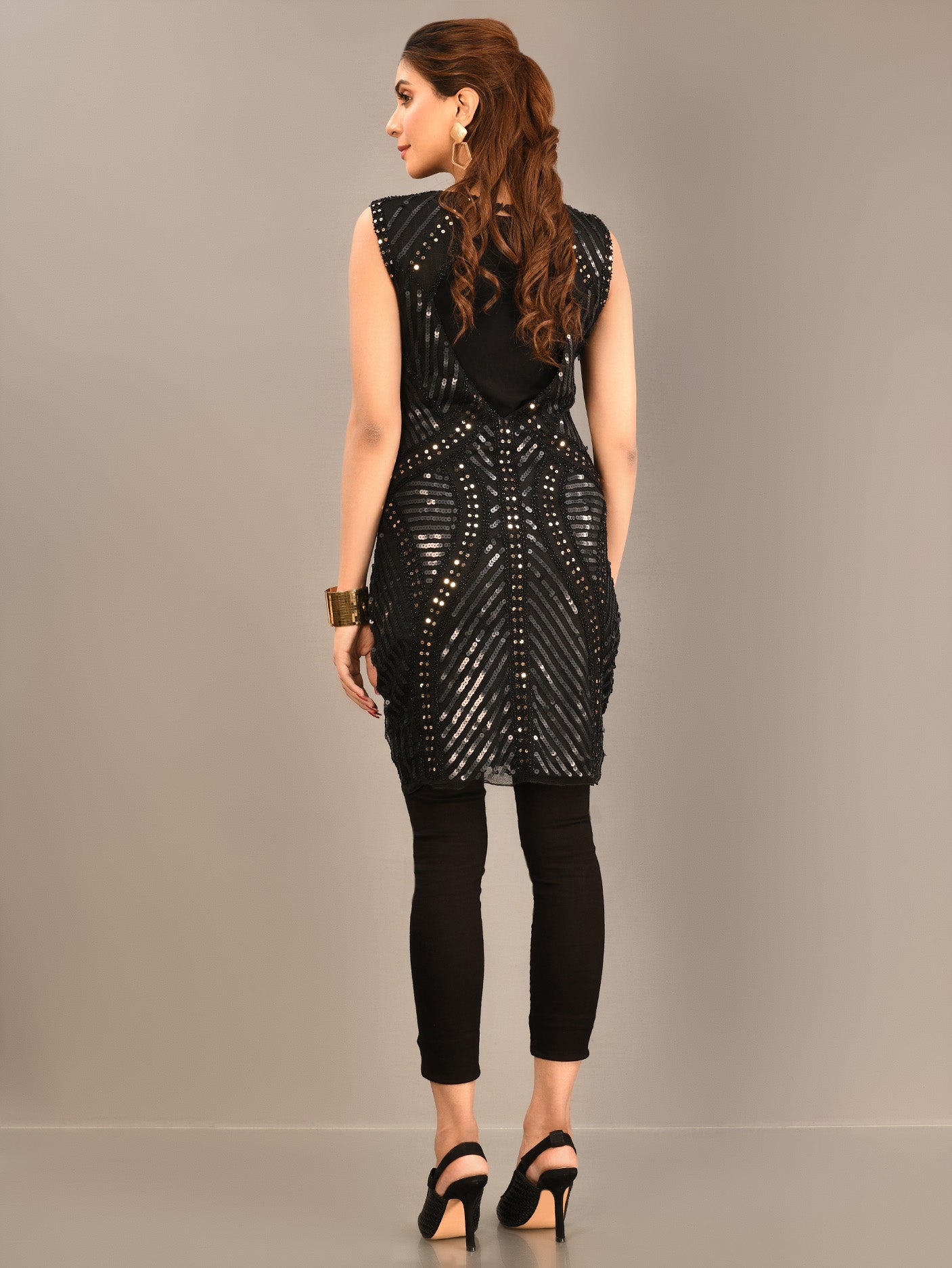 Sequined Bodycon Net Dress – Limelightpk