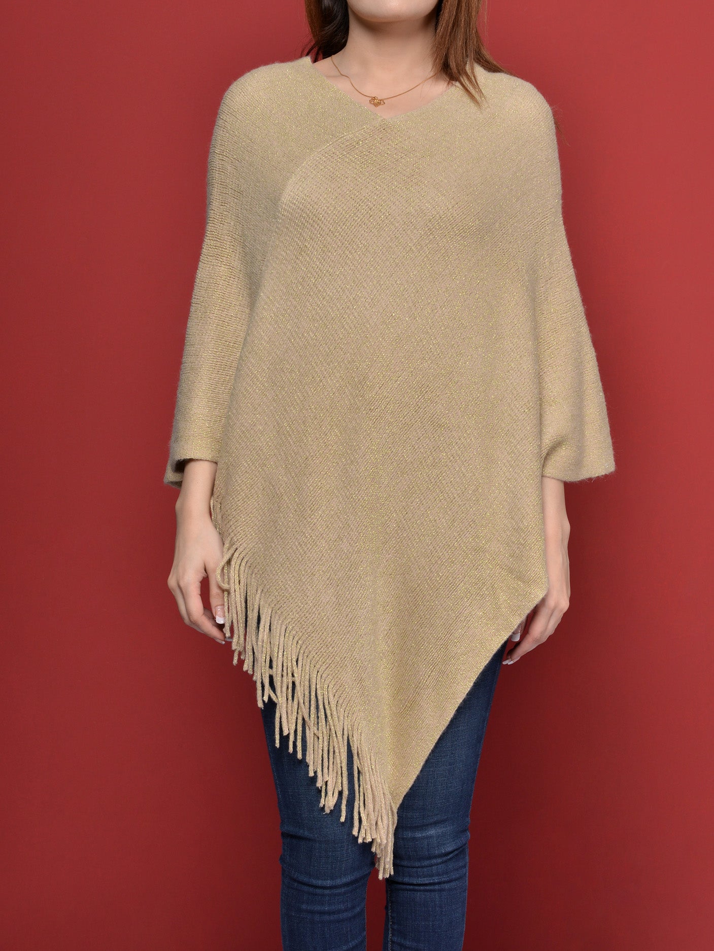 Shimmer Woolen Poncho – Limelightpk