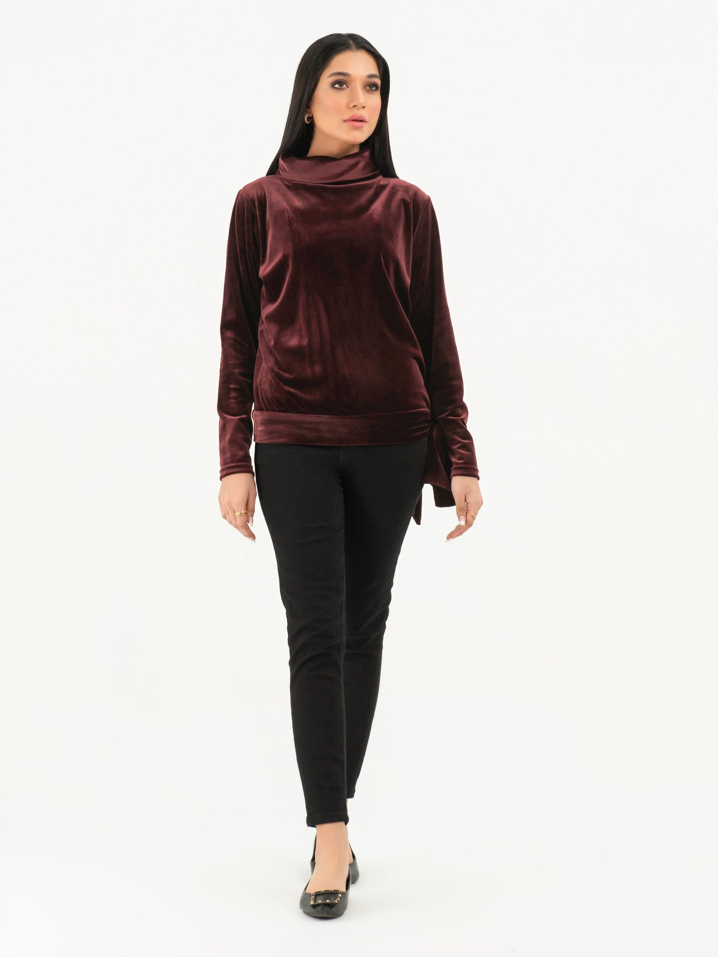 Turtle Neck Velvet Top – Limelightpk