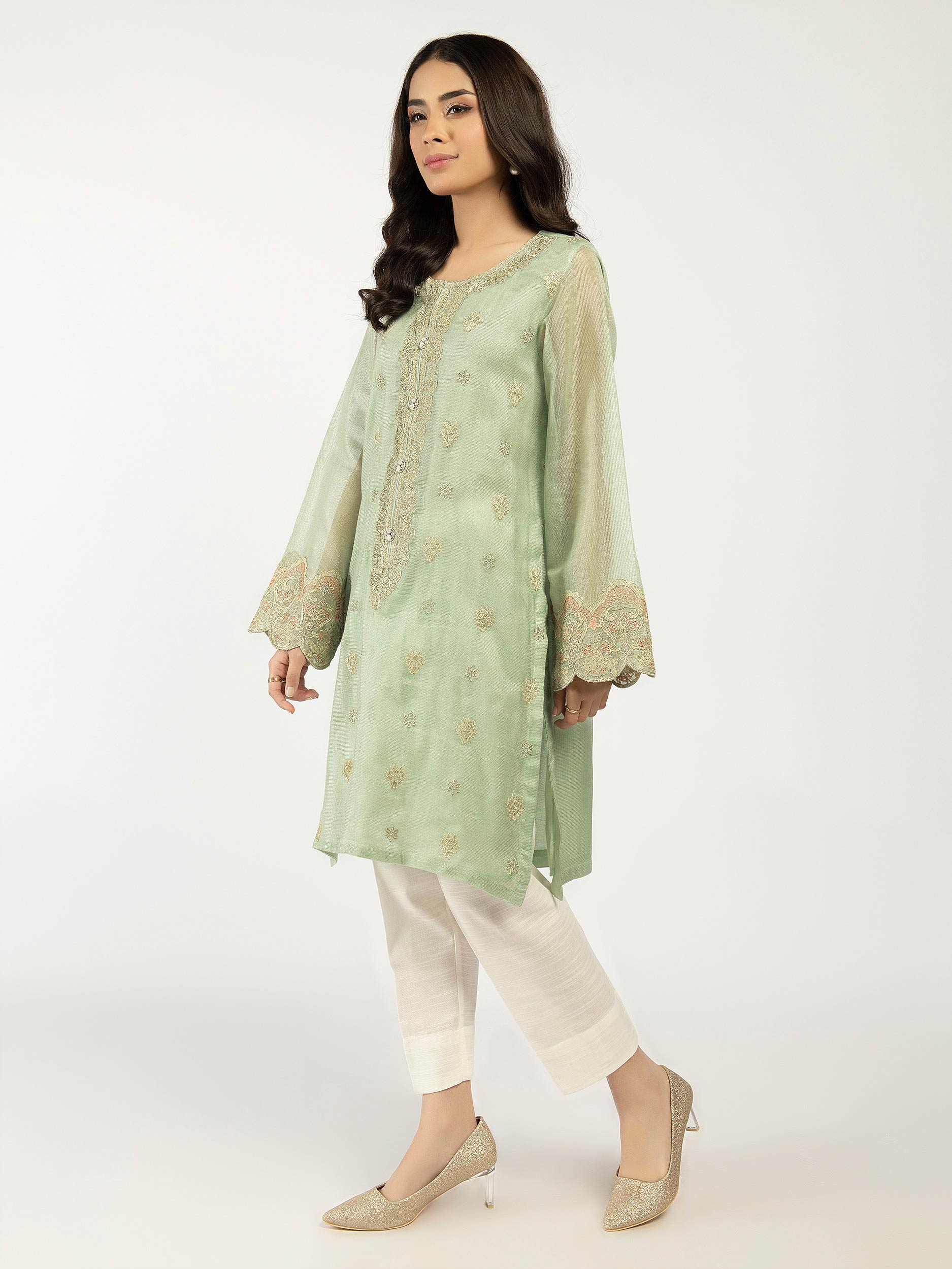 Embroidered Cotton Net Shirt – Limelightpk