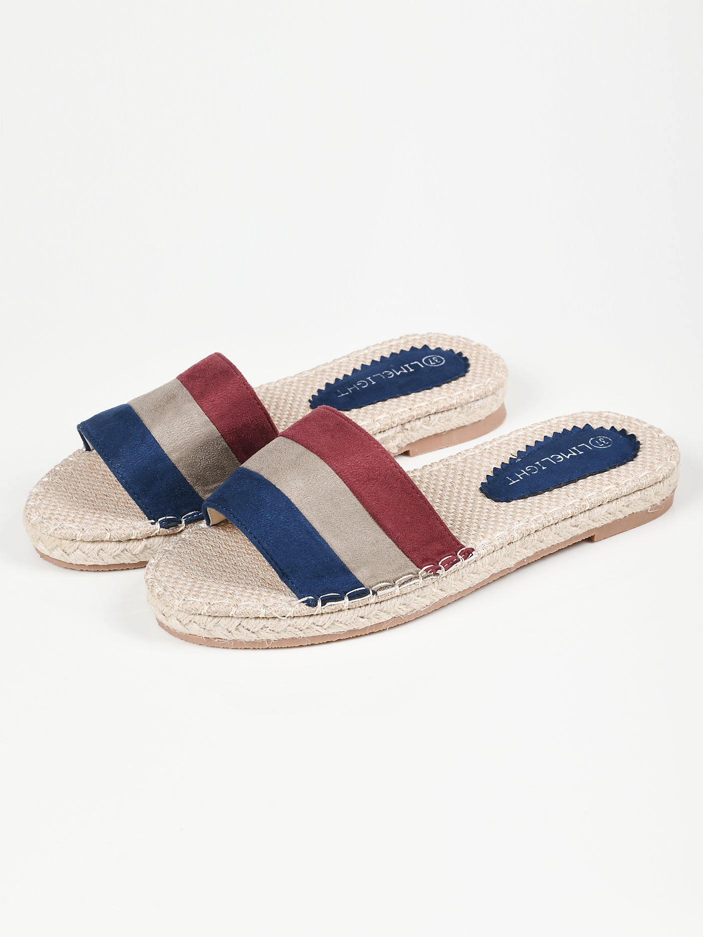 Striped Suede Slides - Blue – Limelightpk