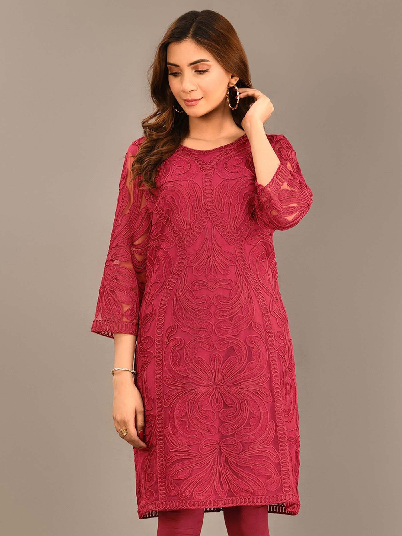 Embroidered Net Dress – Limelightpk