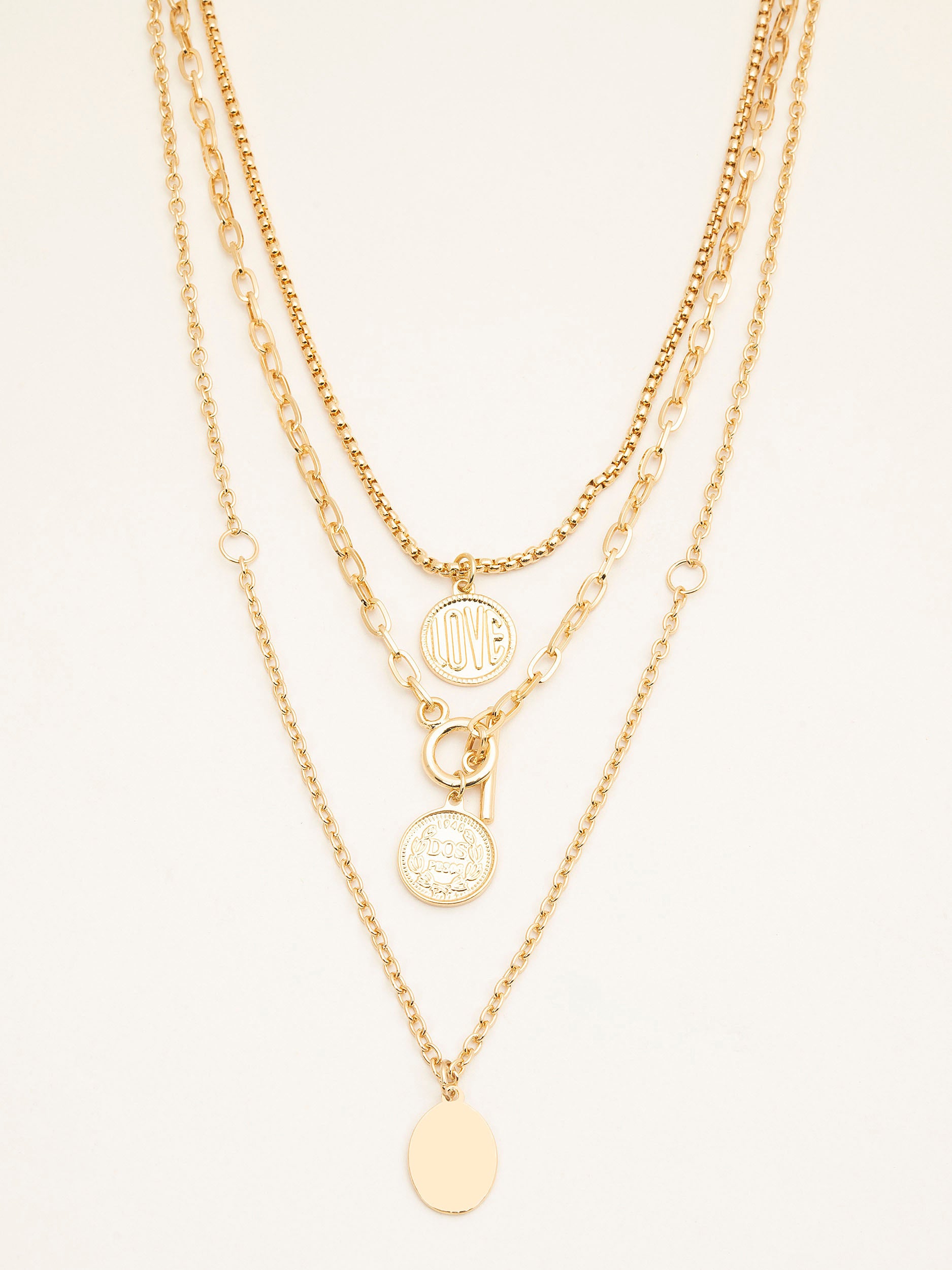 Multi Layered Carved Coins Necklace – Limelightpk